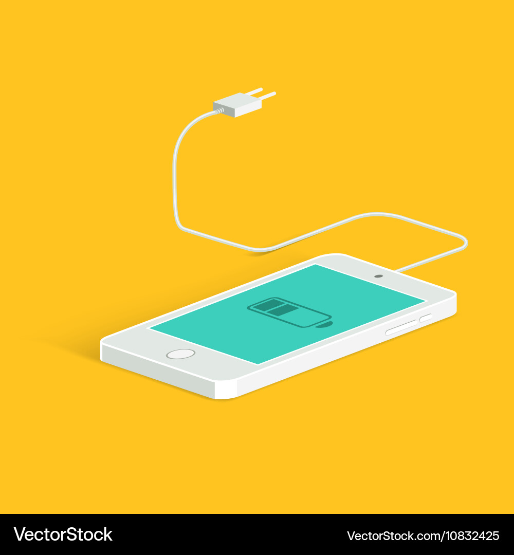 Flat image of phone cable and charger Royalty Free Vector