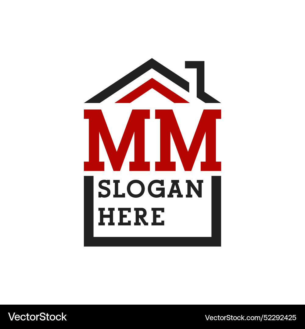 Initial mm house logo for roofing letter real Vector Image