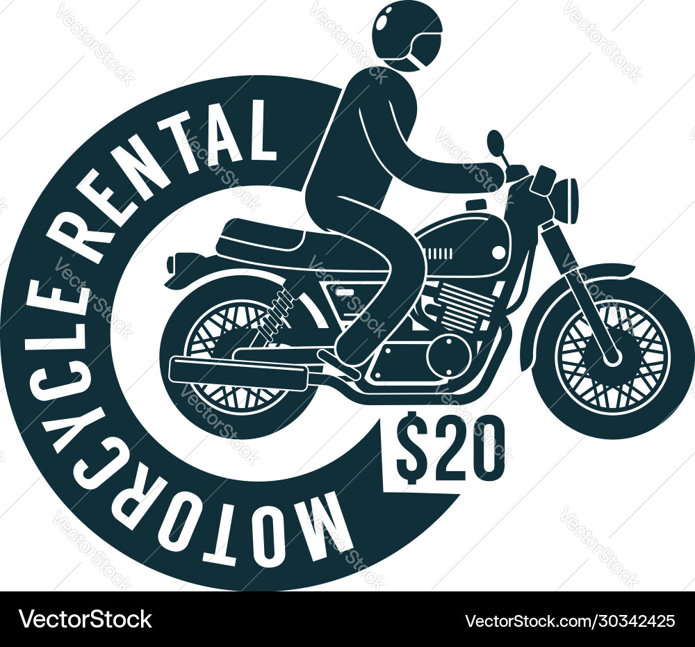 Motorbike rental - simple logo template Royalty Free Vector