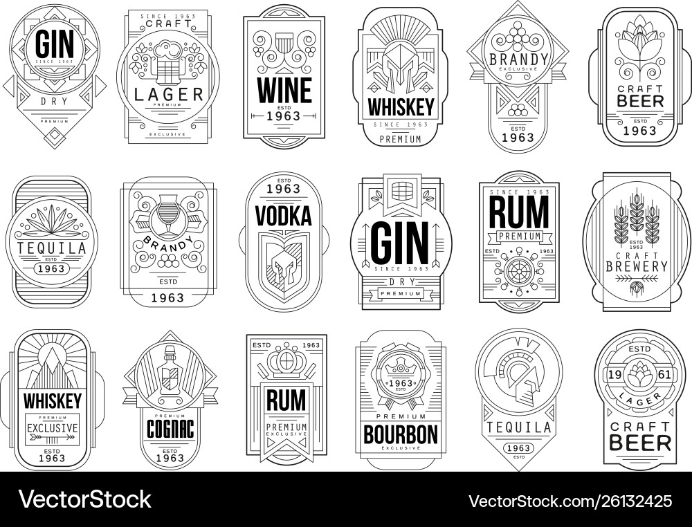 Retro Alcohol Labels - Set Royalty Free Vector Image