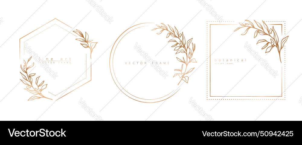 Set of floral frame templates in minimal linear Vector Image