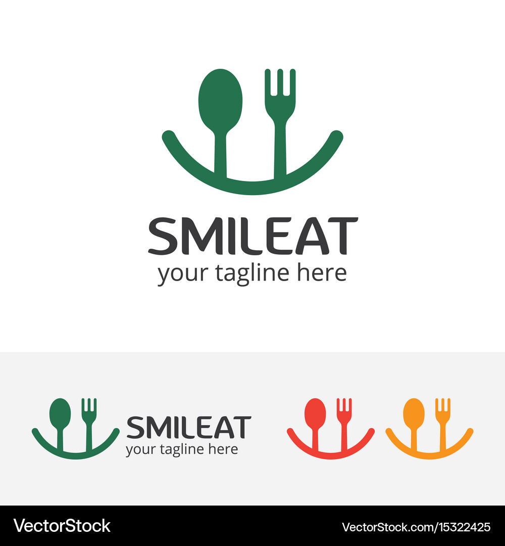 Smile eat logo happy food Royalty Free Vector Image