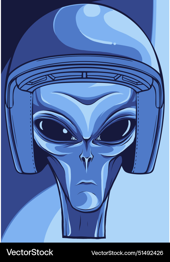 Alien head with helmet Royalty Free Vector Image