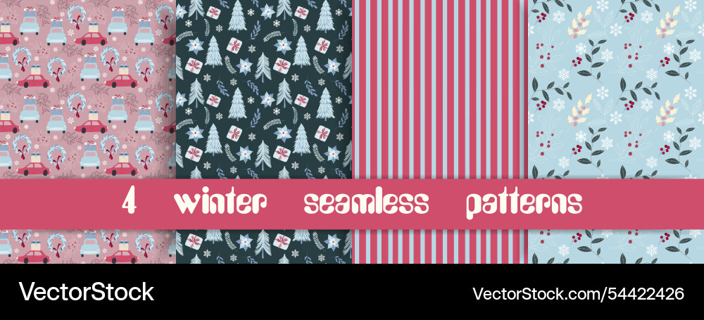 Christmas and new years patterns Royalty Free Vector Image