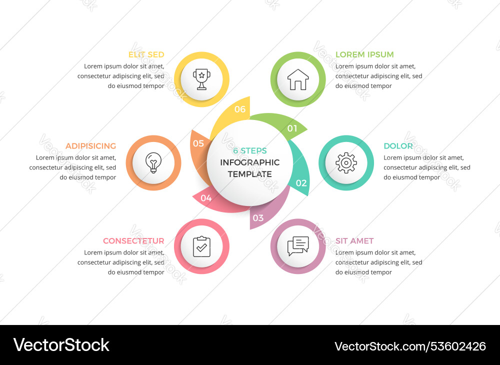 Circle diagram with 6 segments Royalty Free Vector Image