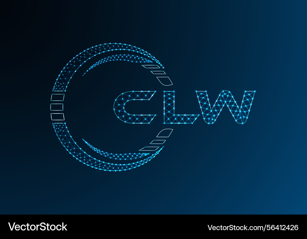 Clw low poly letter logo design lower Royalty Free Vector