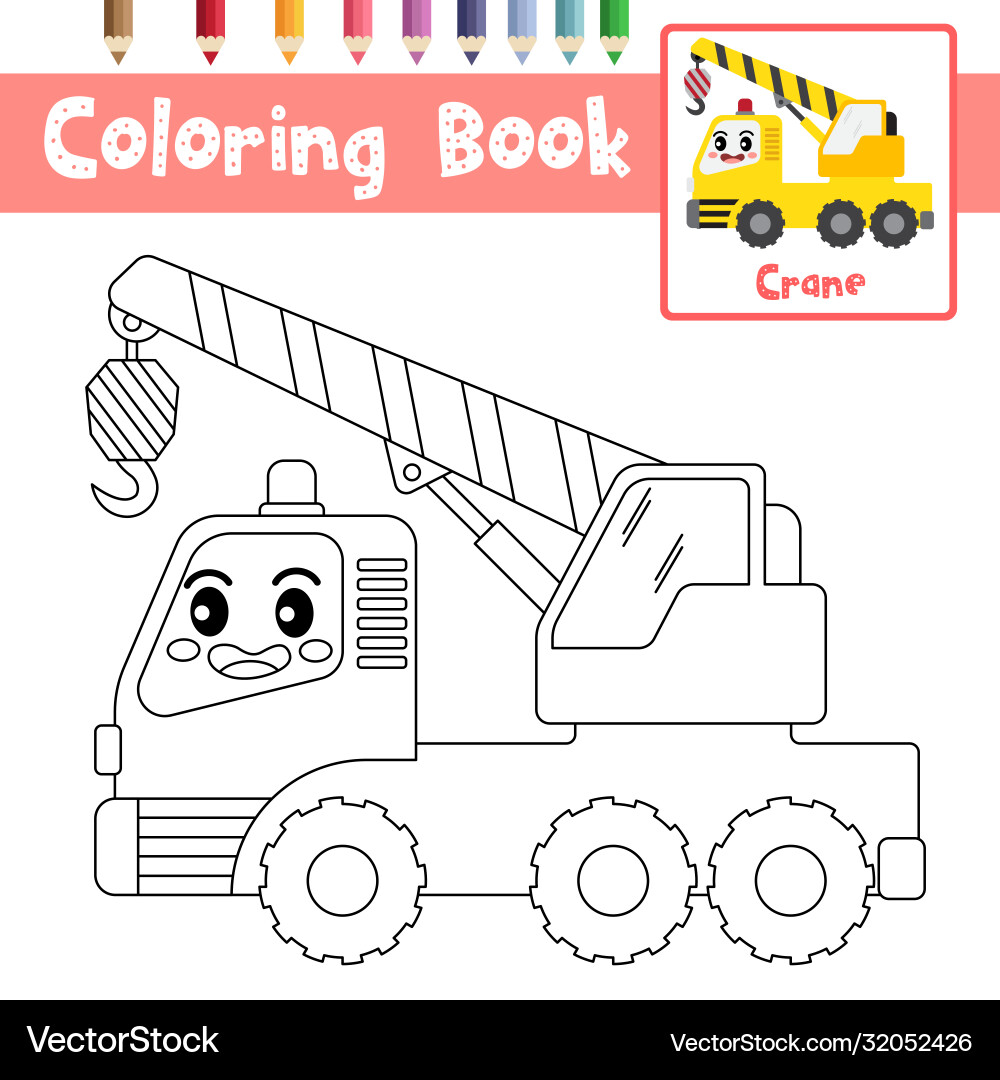 Coloring page crane cartoon character side view Vector Image
