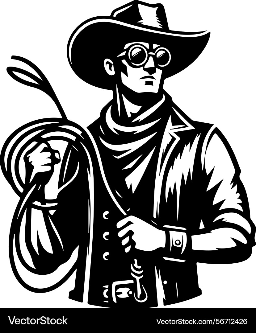 Cowboy with lasso standing pose Royalty Free Vector Image