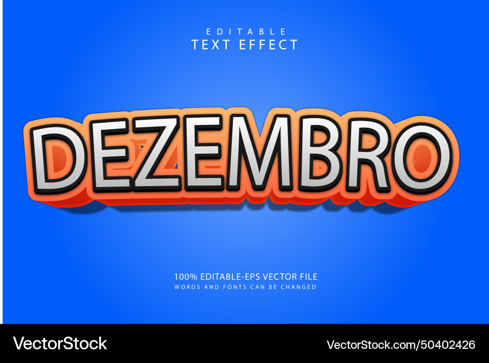 Dezembro editable text effect 3 dimension emboss Vector Image
