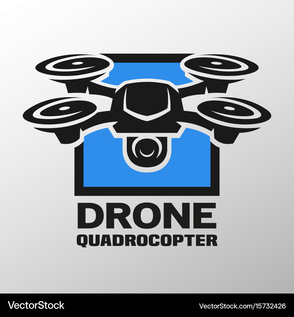 Drone quadrocopter logo Royalty Free Vector Image