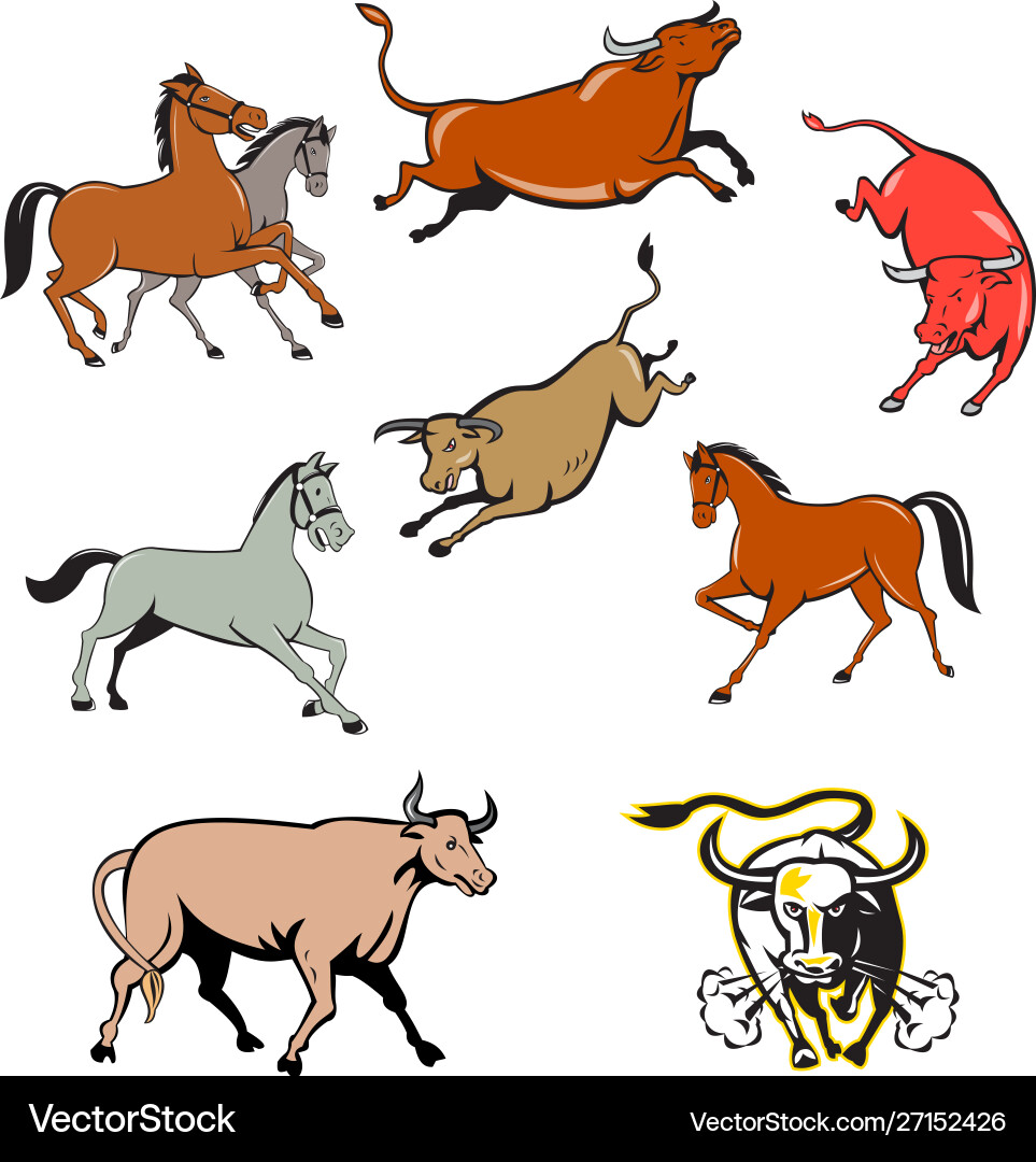 Farm animals cartoon set Royalty Free Vector Image