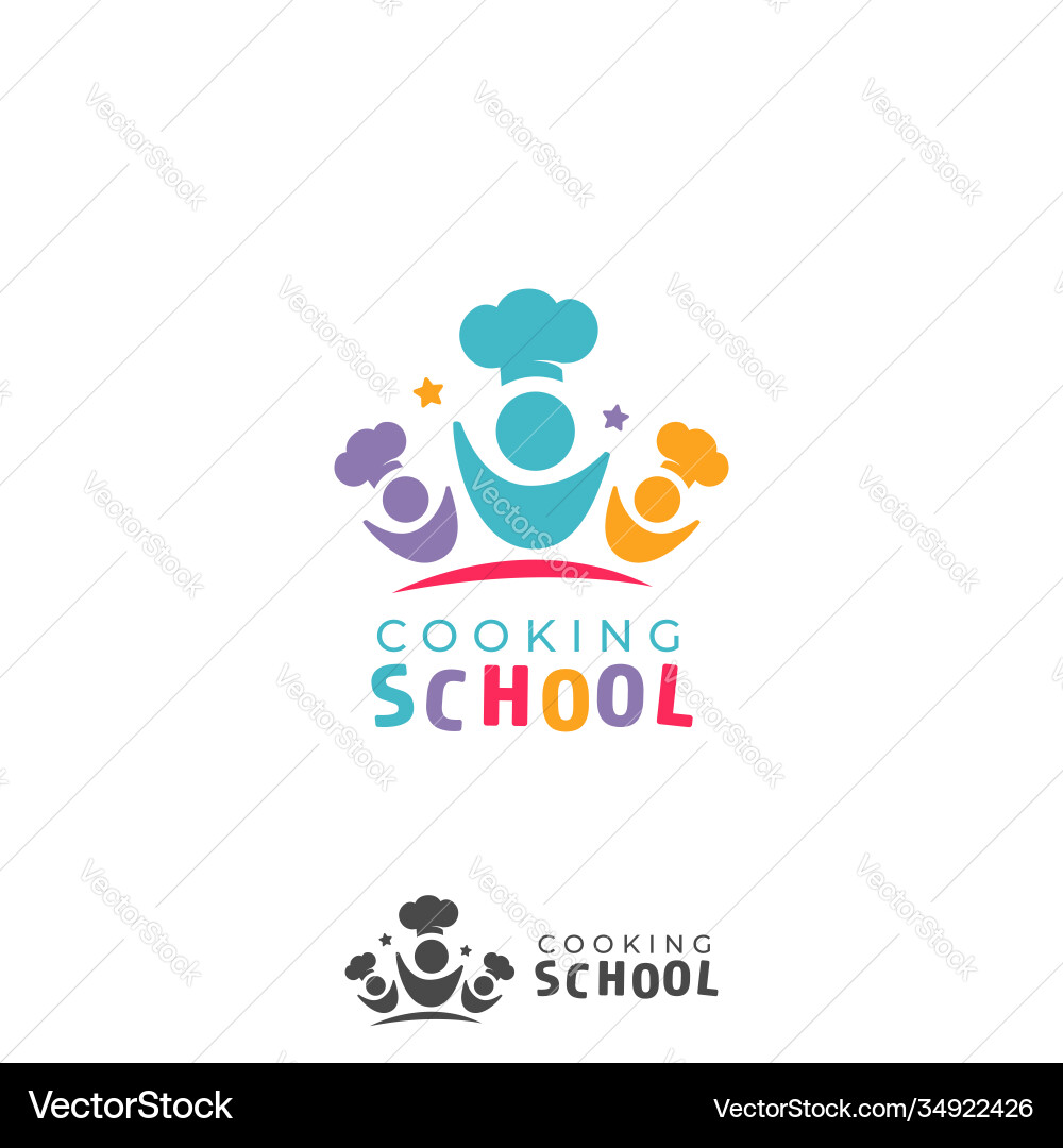 Fun Kids Cooking School Logo Royalty Free Vector Image