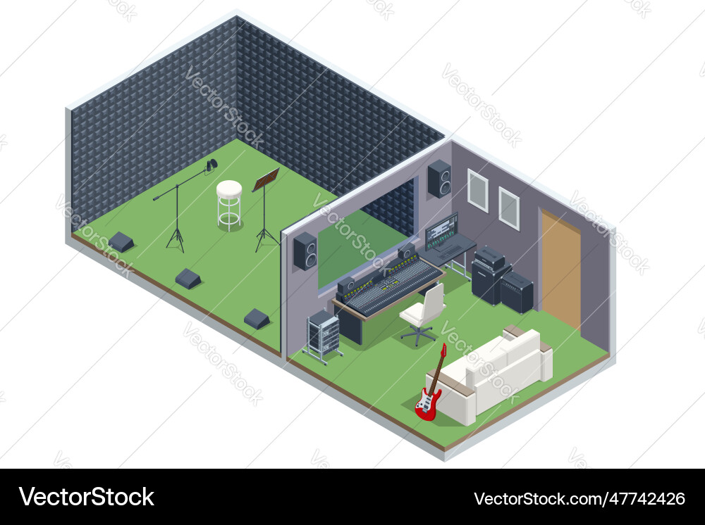 Isometric music recording studio Royalty Free Vector Image