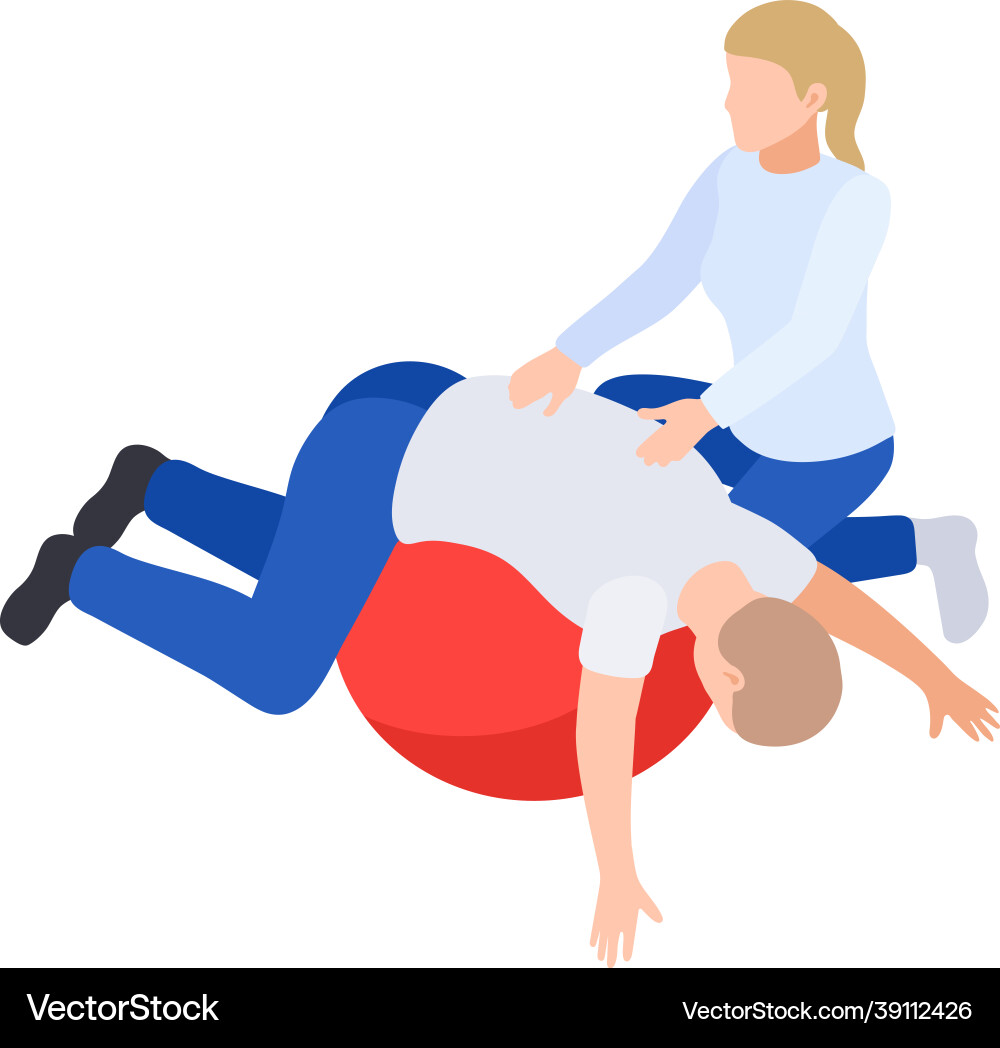 Lying on ball composition Royalty Free Vector Image