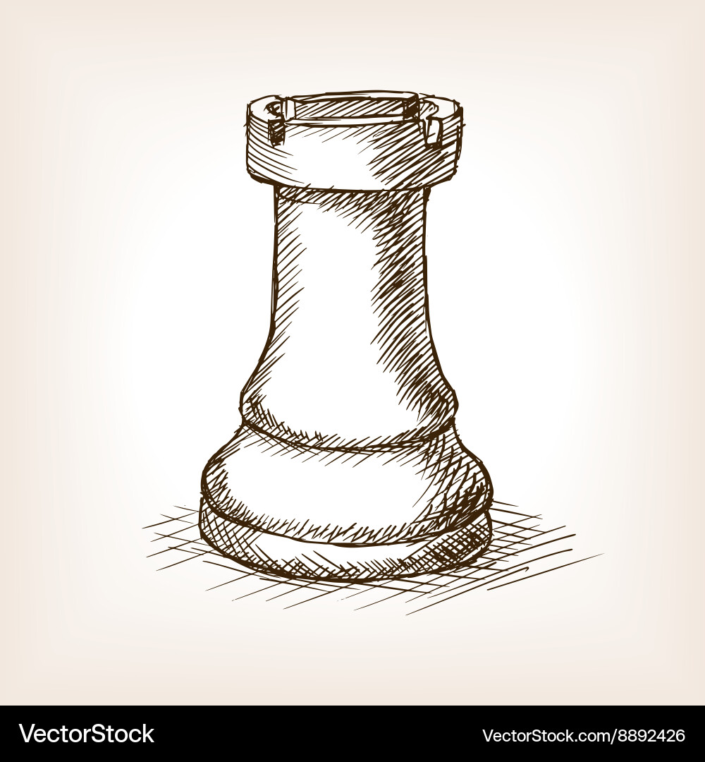 Rook chess piece hand drawn sketch style Vector Image