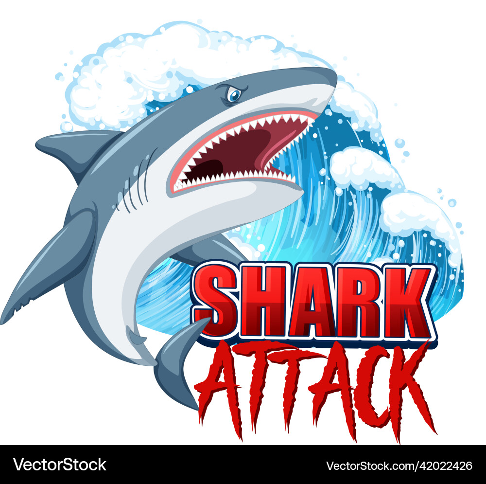 Shark attack font logo with cartoon aggressive Vector Image