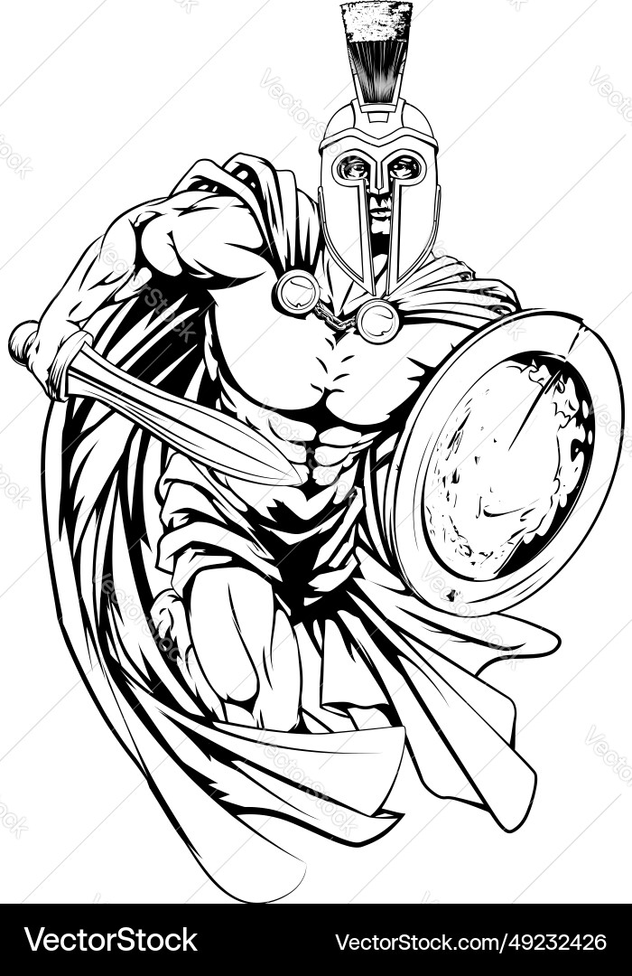Spartan man running Royalty Free Vector Image - VectorStock