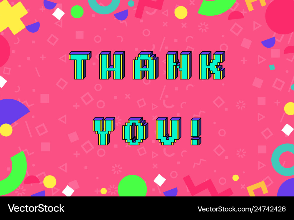 Thank you phrase in pixel art 8 bit Royalty Free Vector
