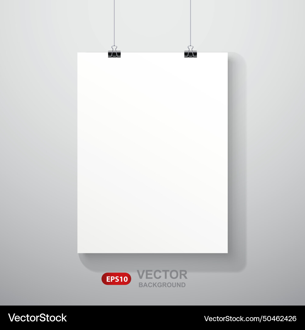 Vertical realistic poster mockup with sheet Vector Image