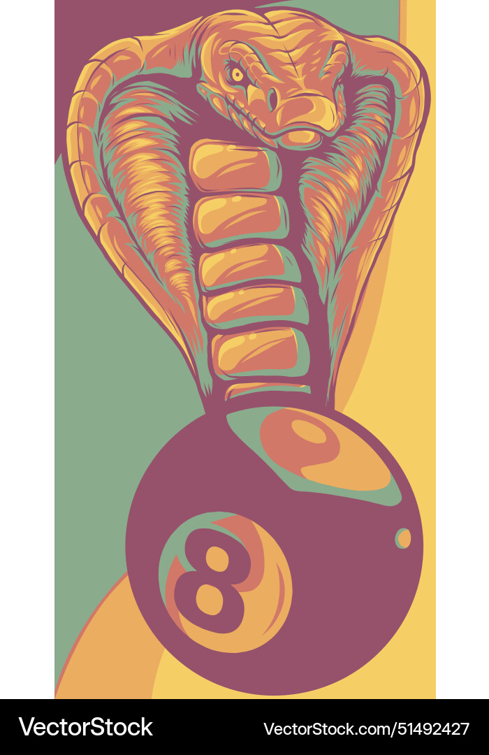 Billiard 8 ball with cobra Royalty Free Vector Image