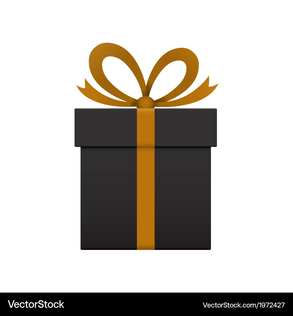 Black gift box on white background Royalty Free Vector Image