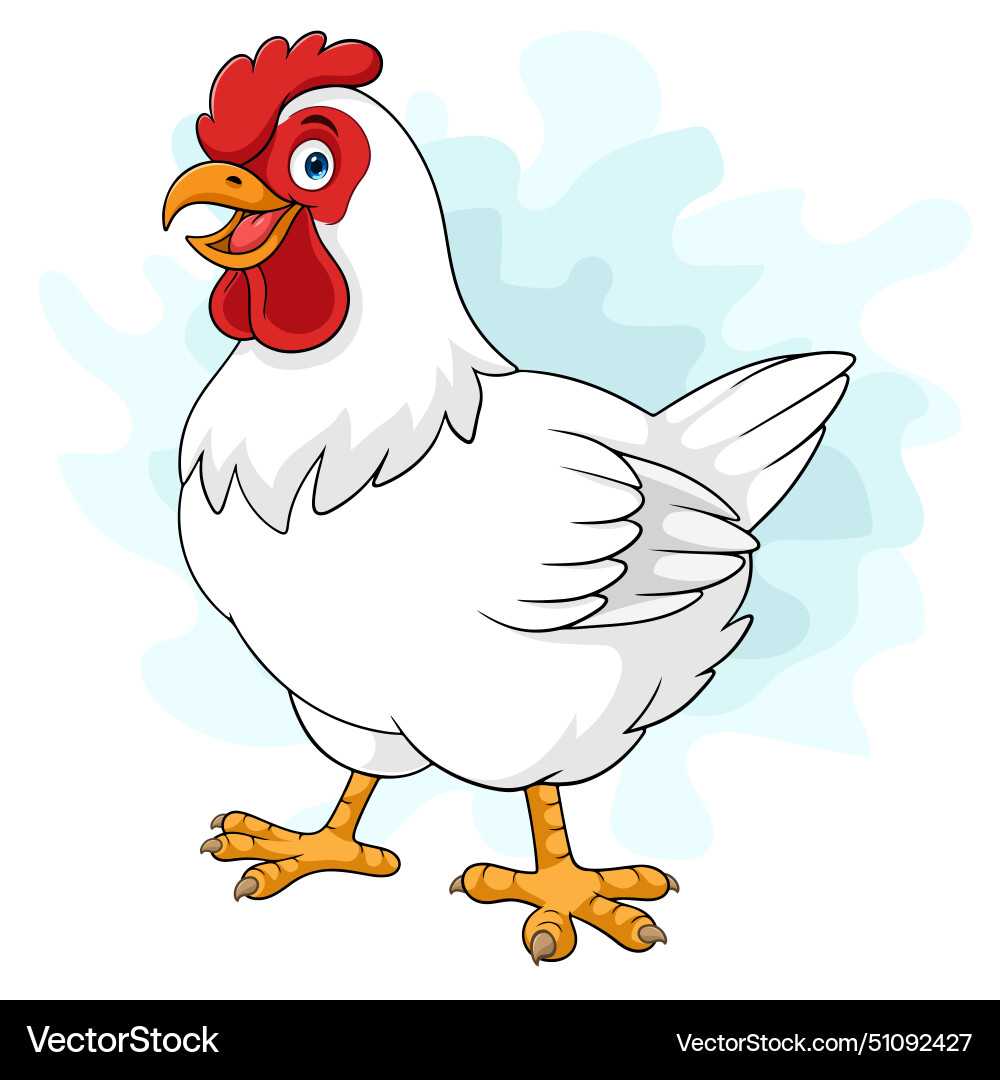 Cartoon white hen isolated on white background Vector Image