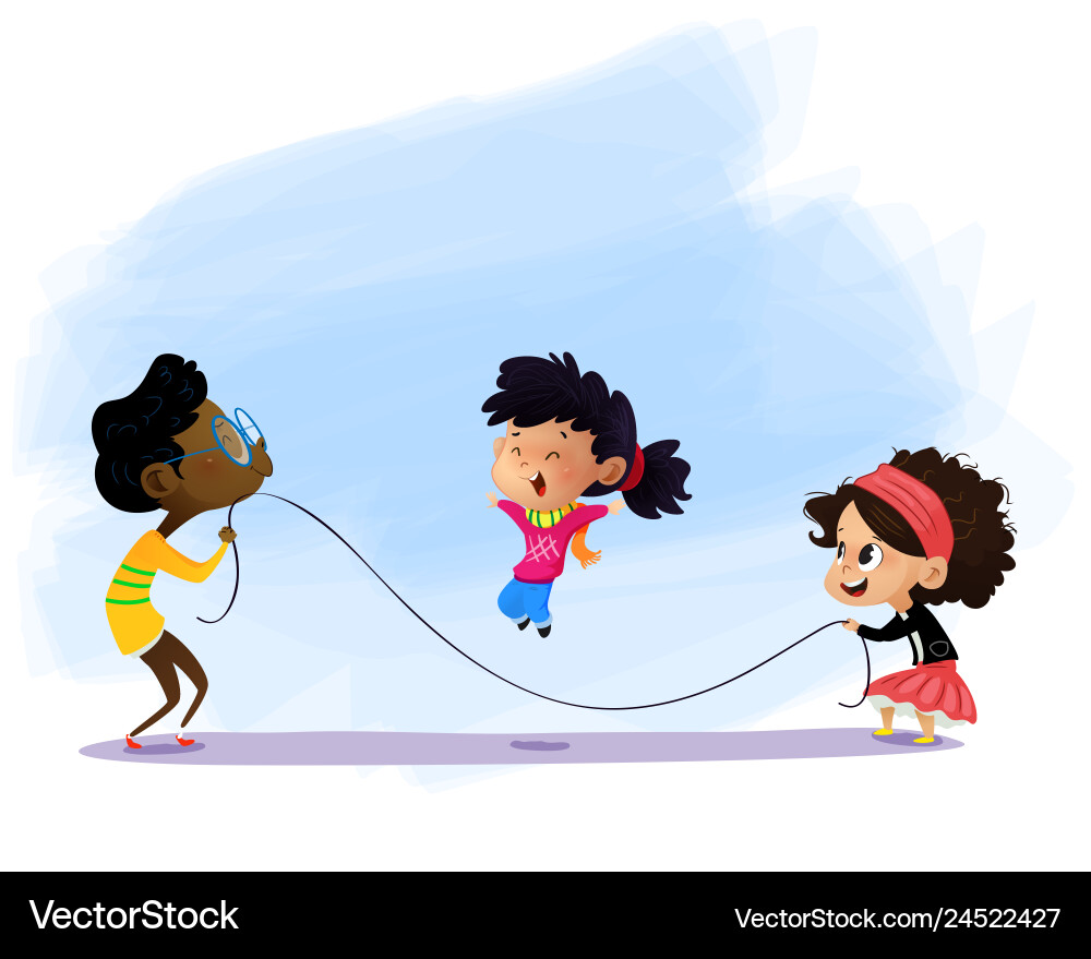 Children Jumping Rope - Cartoon Royalty Free Vector Image