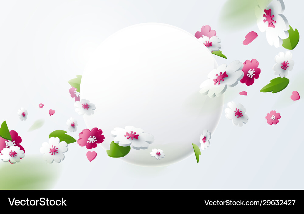 Colorful flower with round banner Royalty Free Vector Image