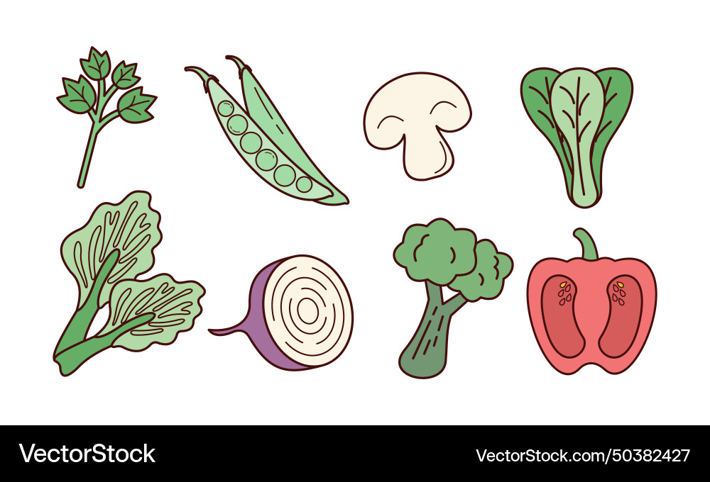 Cute vegetables doodle logo Royalty Free Vector Image