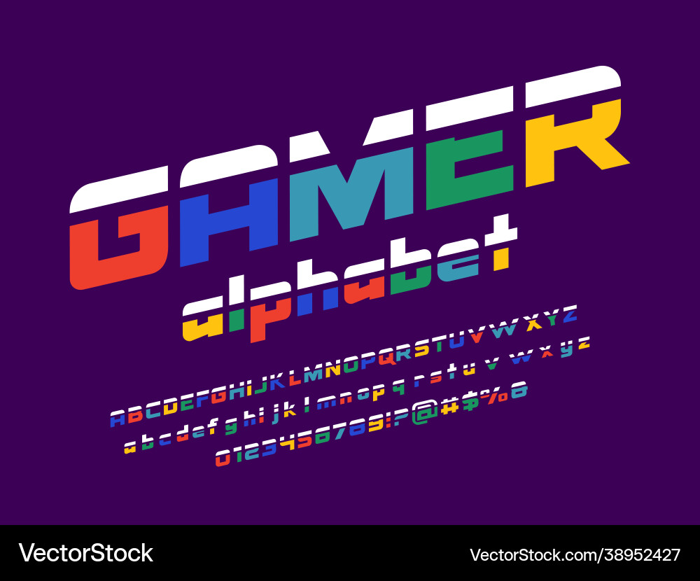 Gaming font Royalty Free Vector Image - VectorStock