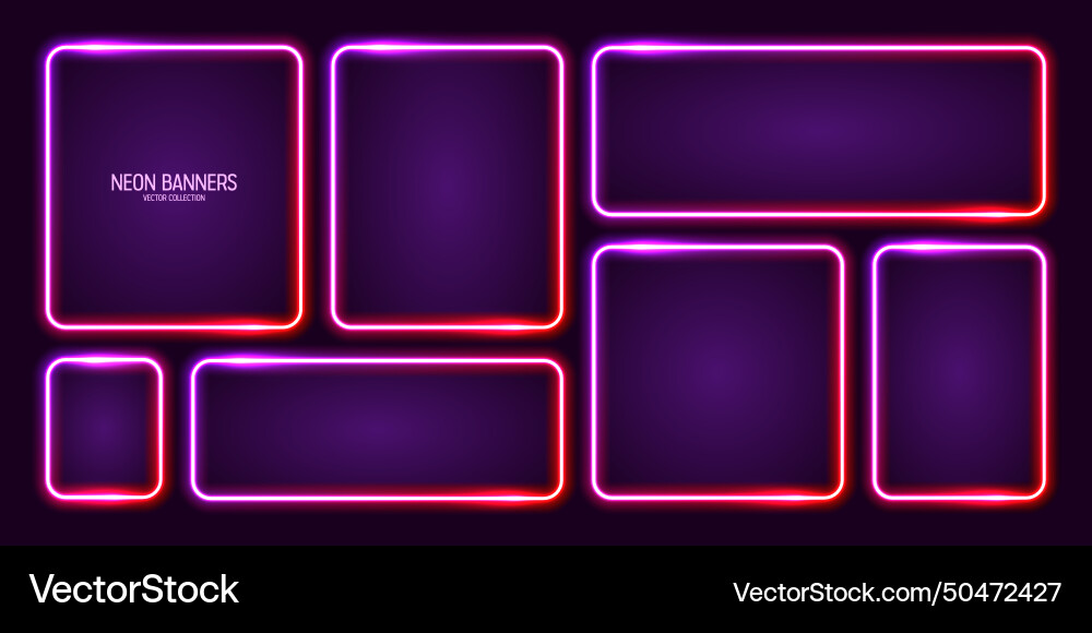 Glowing neon banners illuminated colorful square Vector Image
