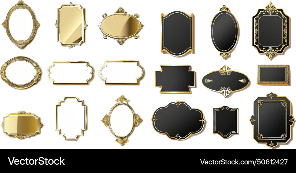 Gold-framed signs Royalty Free Vector Image - VectorStock