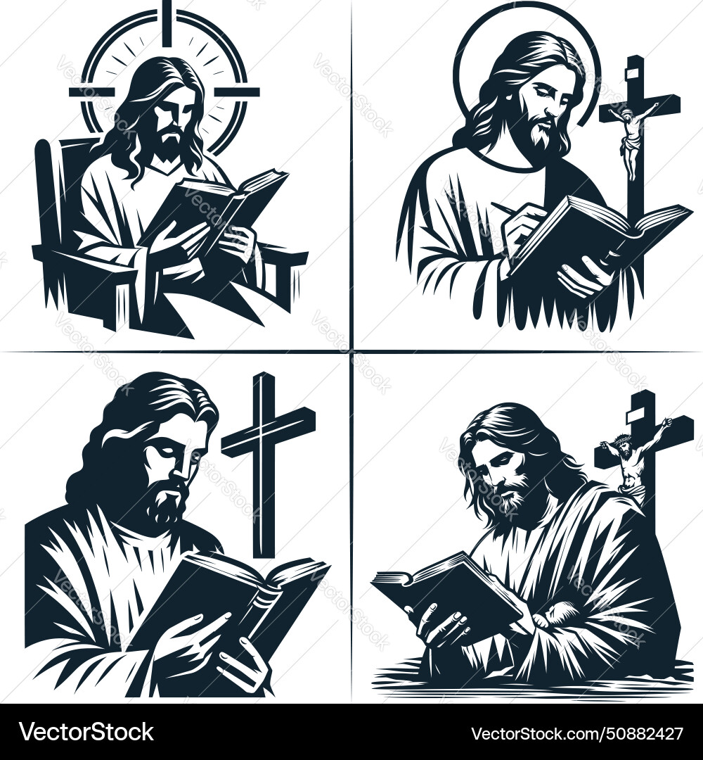 Jesus christ cross jesus praying Royalty Free Vector Image