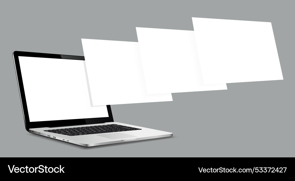 Laptop computer mockup with blank wireframing Vector Image