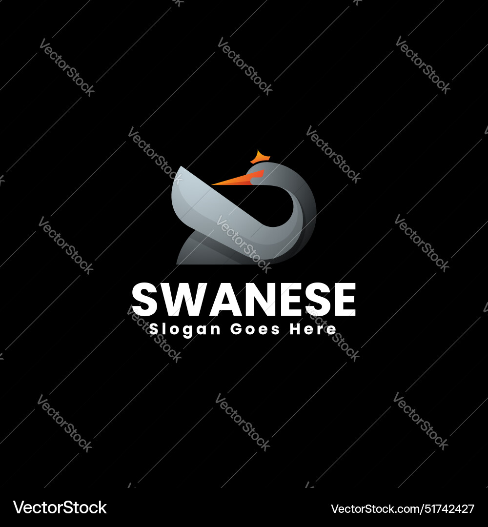 Logo swan gradient colorful style Royalty Free Vector Image