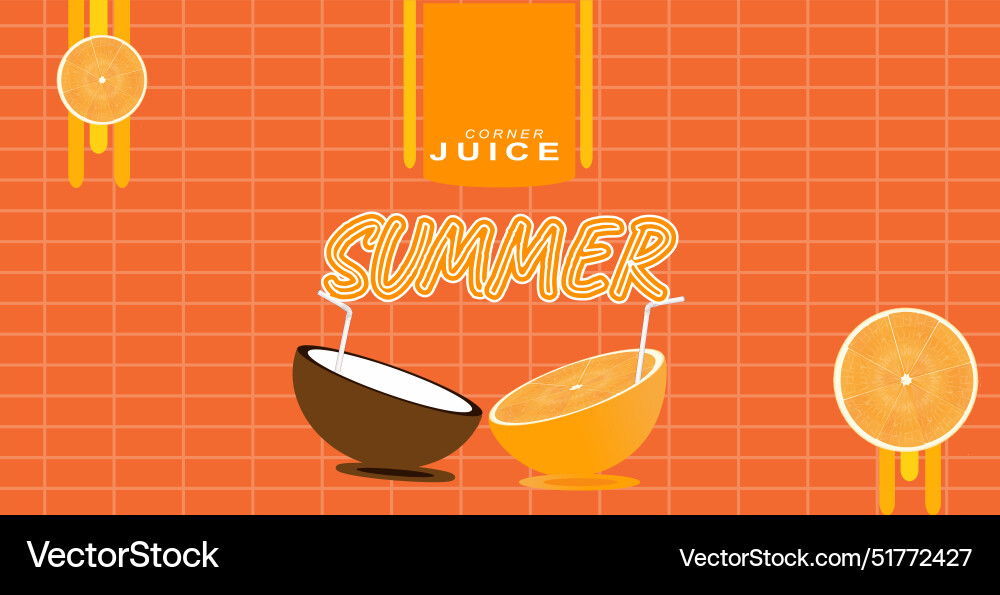 Orange juice corner banner Royalty Free Vector Image