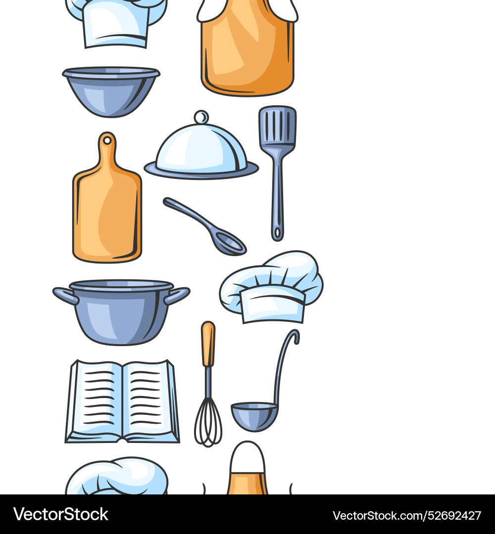 Pattern with kitchen utensils cooking tools Vector Image