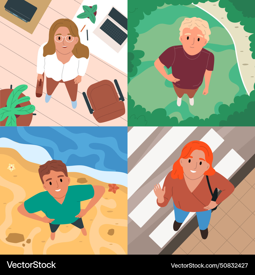People top view set Royalty Free Vector Image - VectorStock