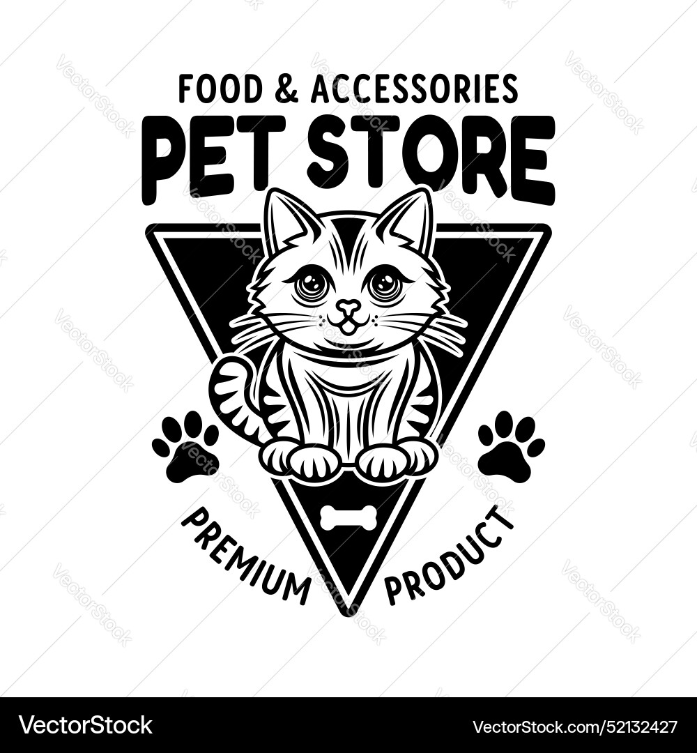 Pet store emblem concept with cute cartoon Vector Image