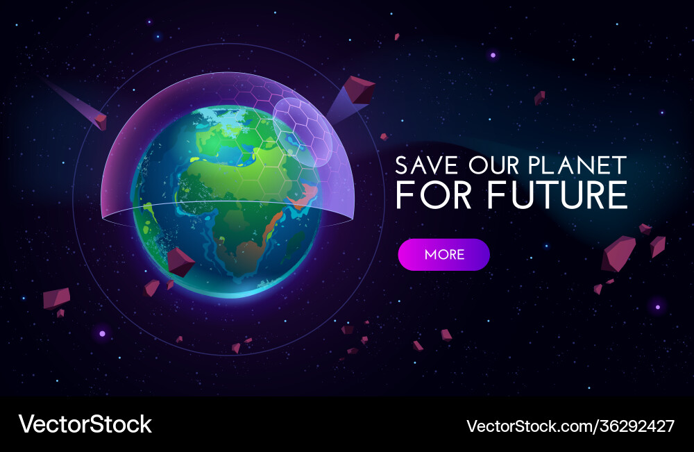 Save our planet for future banner with earth globe
