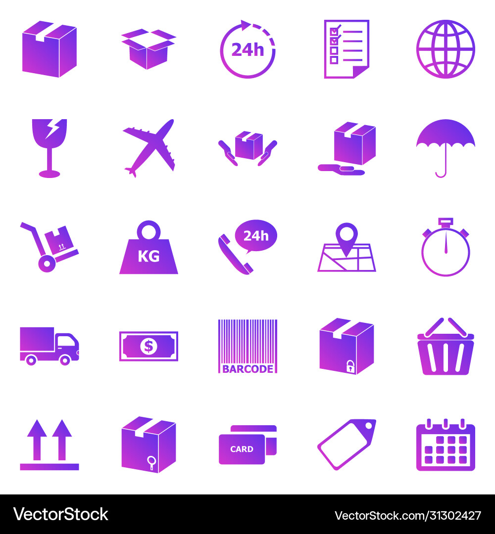 Shipping gradient icons on white background Vector Image