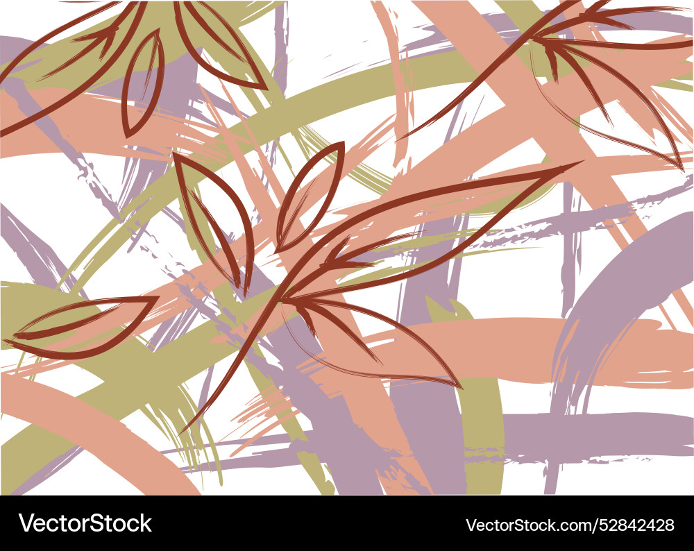 Abstract leaves flowers shapes ink Royalty Free Vector Image