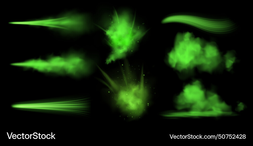 Acid spray and clouds realistic green particles Vector Image