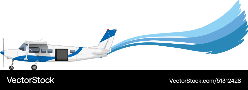 Airplane with flowing blue trail Royalty Free Vector Image