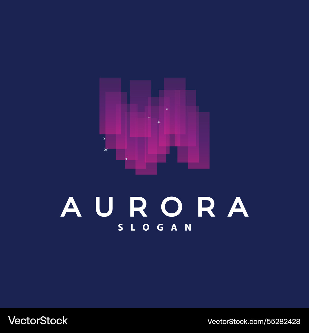 Aurora light wave sky view logo simple abstract Vector Image