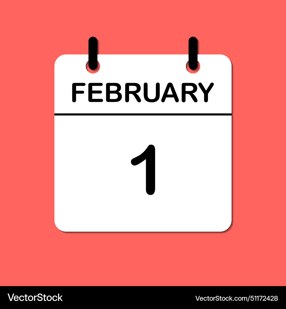February 1 daily calendar icon for design simple Vector Image