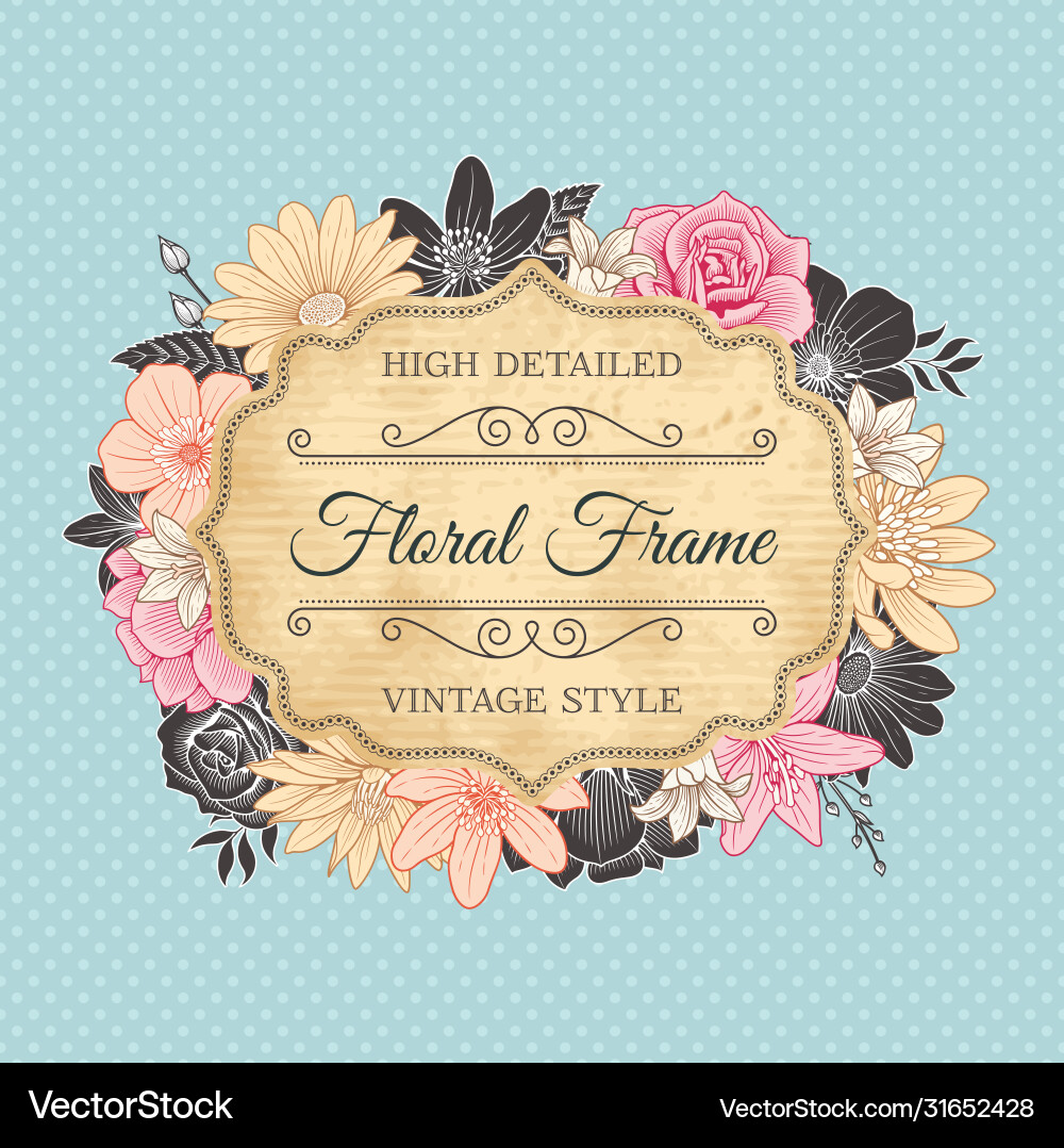Floral label vintage Royalty Free Vector Image