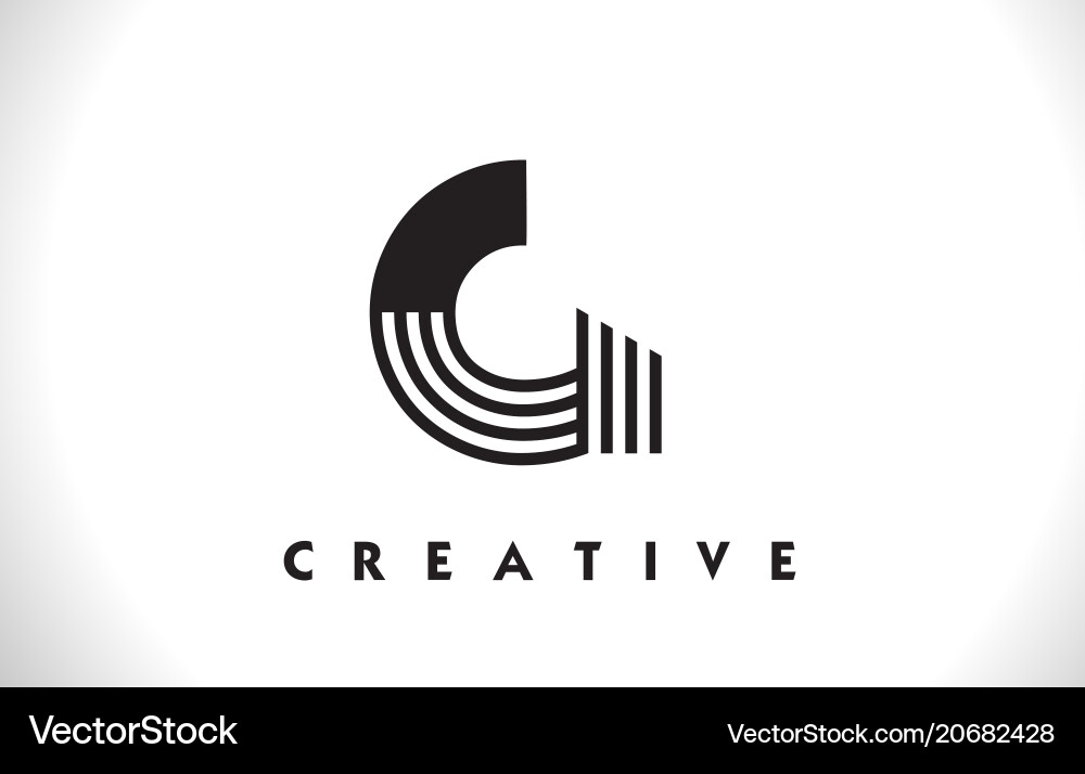 G logo letter with black lines design line Vector Image