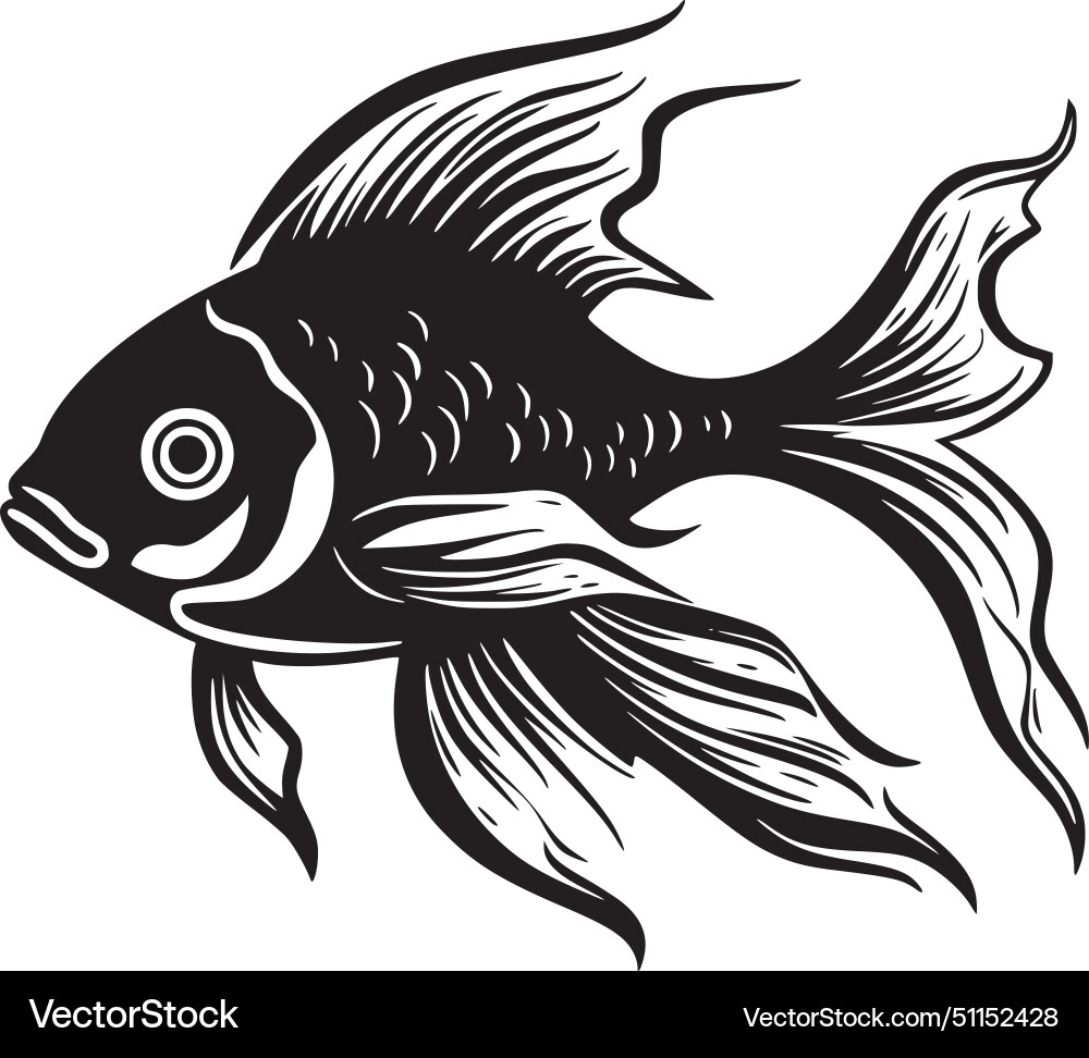 Goldfish - black and white isolated icon Vector Image