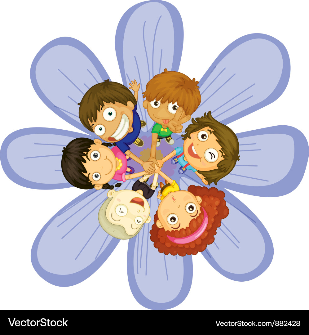 Kids on a flower Royalty Free Vector Image - VectorStock